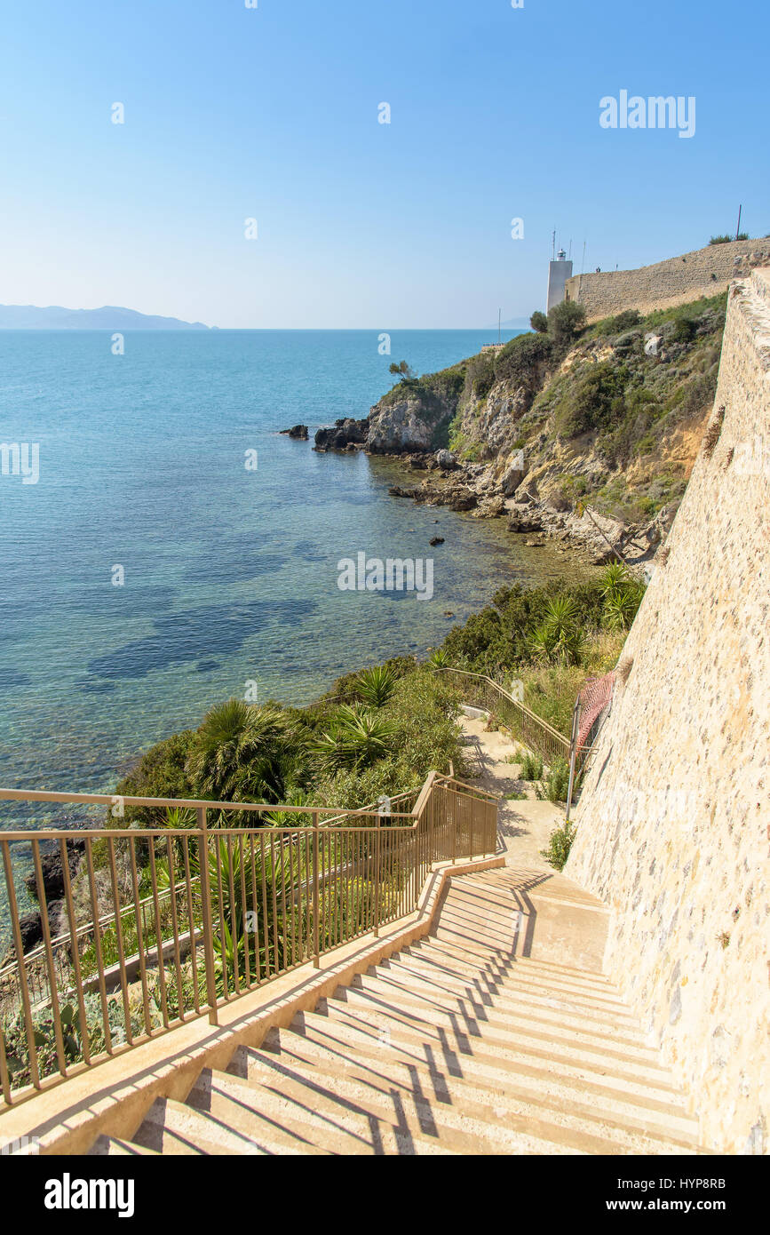 stairs to the sea in Talamone, Grosseto province, tuscany, italy Stock ...