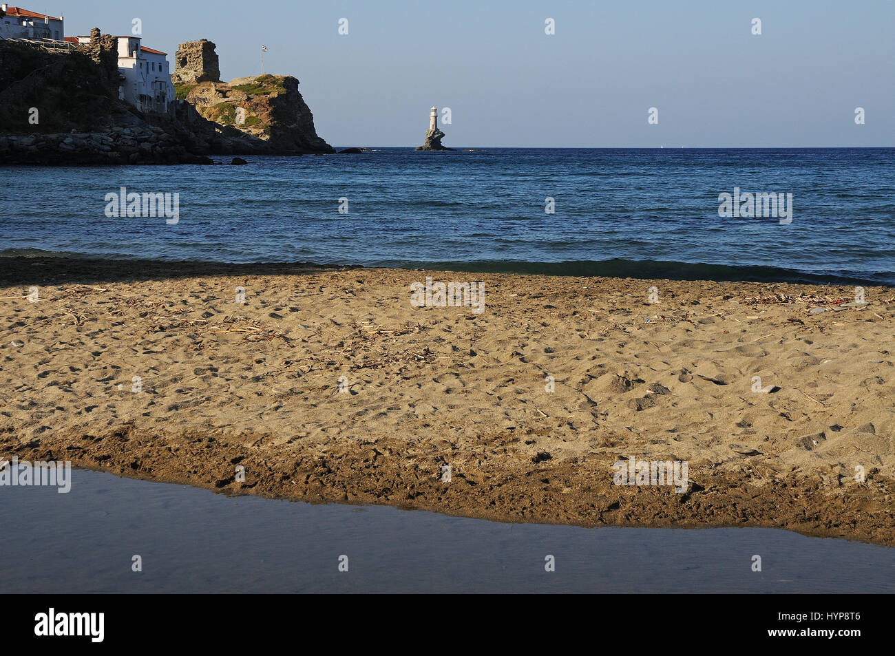 Tourlitis lighthouse. Andros island. Cyclades Greece Stock Photo - Alamy