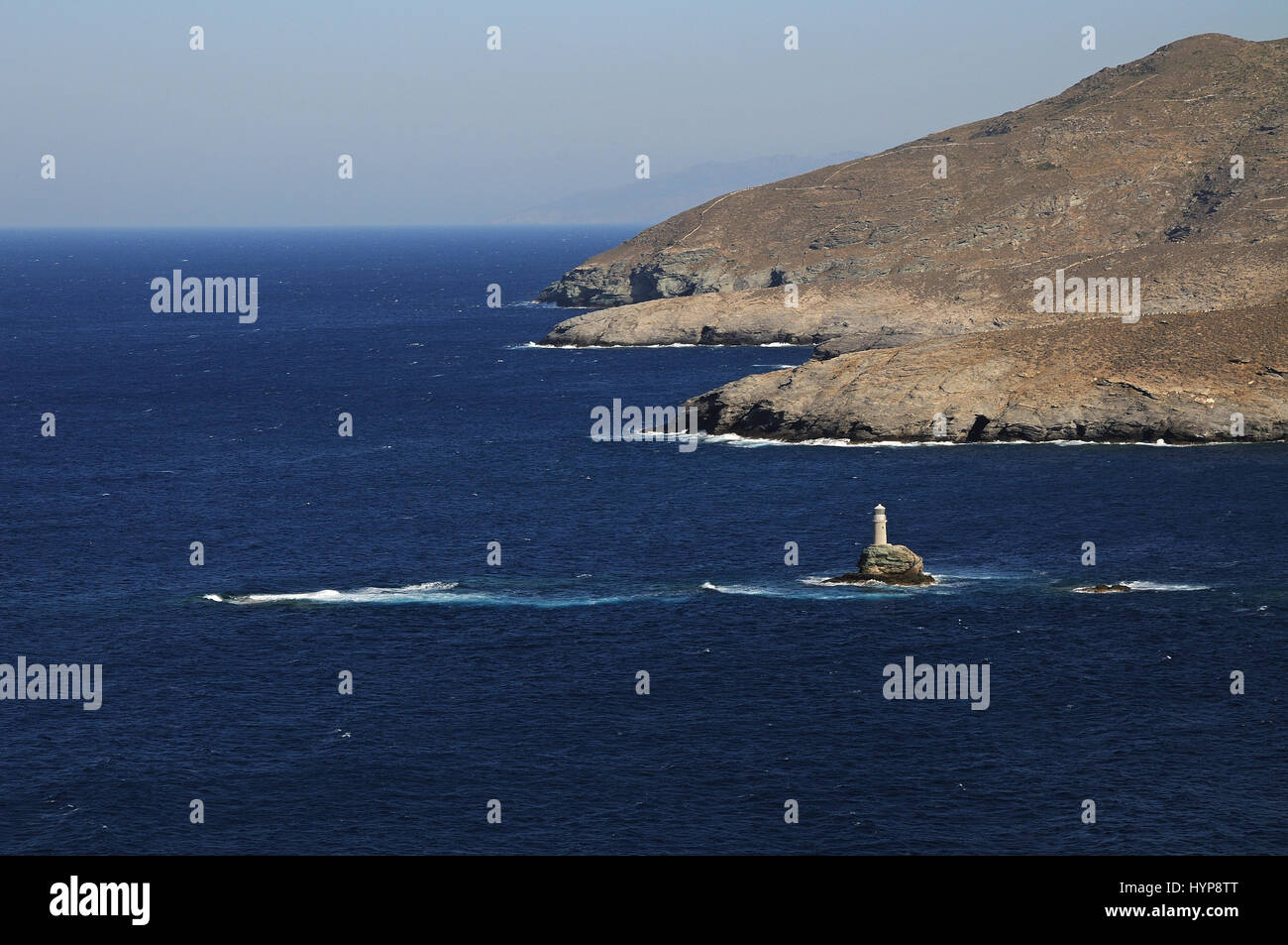 Tourlitis lighthouse. Andros island. Cyclades Greece Stock Photo - Alamy
