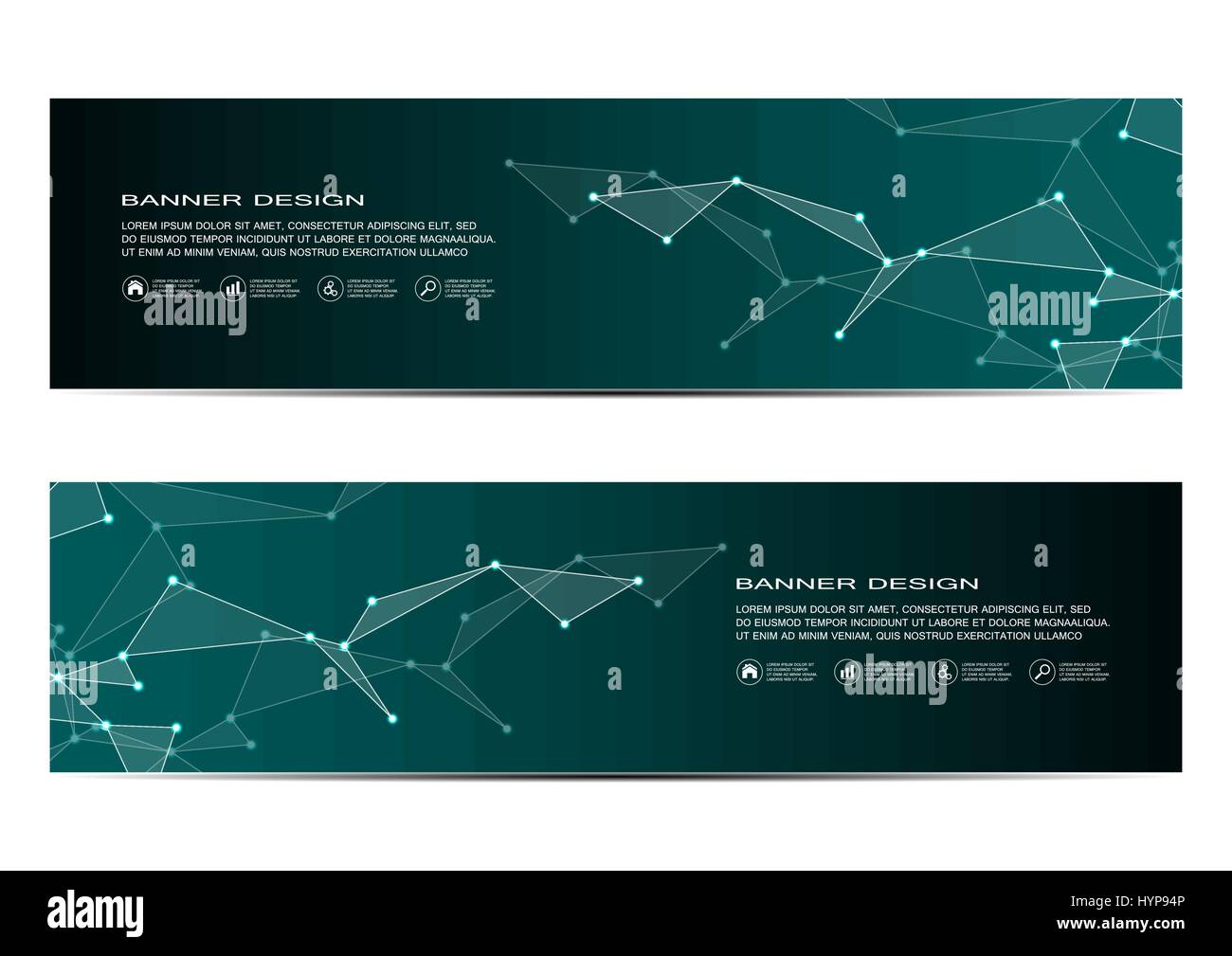 Technological and scientific banners with structure of molecular ...