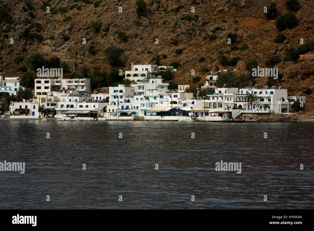 The fishing village Loutra at Crete's south coast has a very old ...
