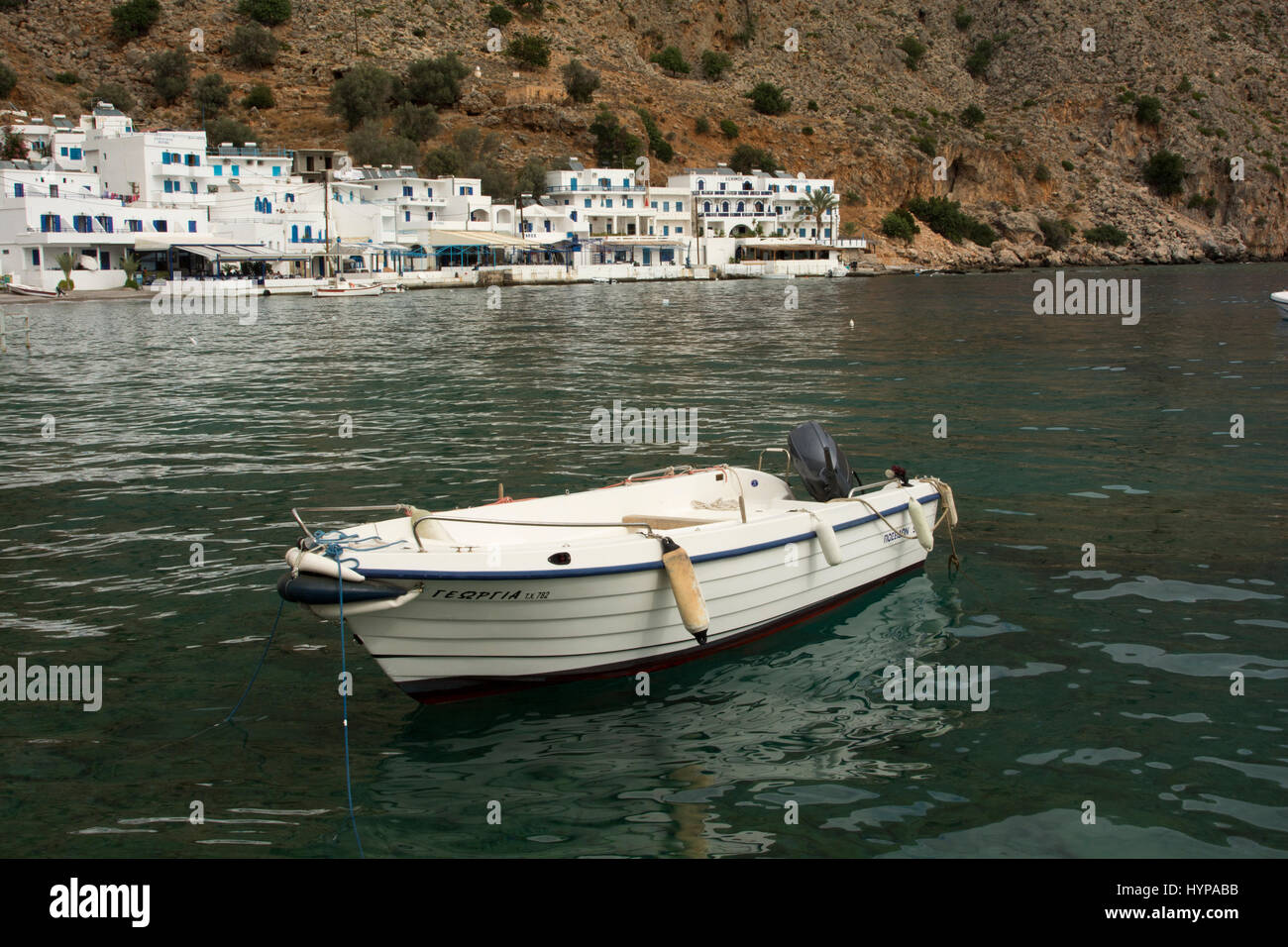 The fishing village Loutra at Crete's south coast has a very old ...