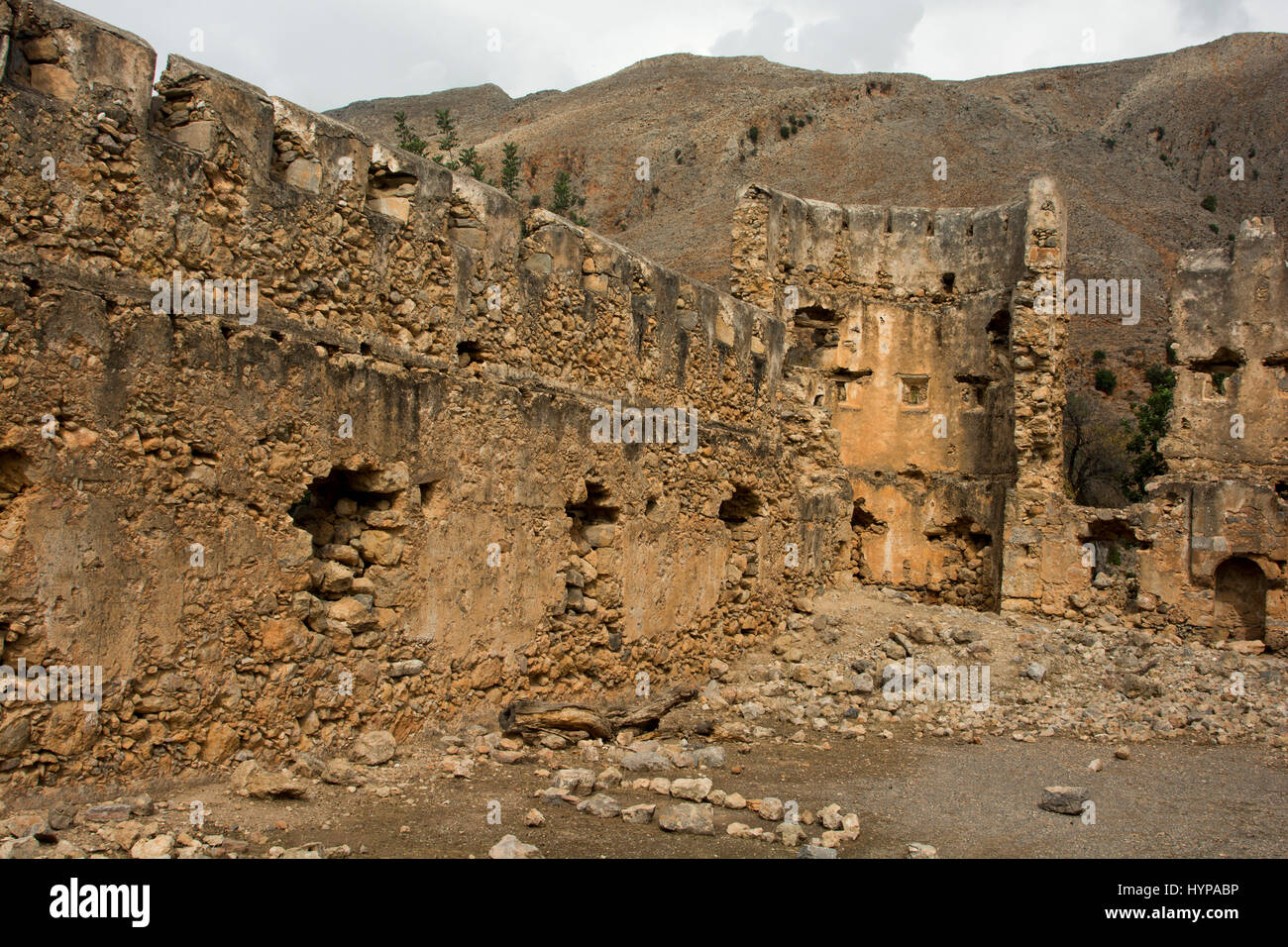 Ruins of a Ottoman fortress are situated high above the fishing village ...