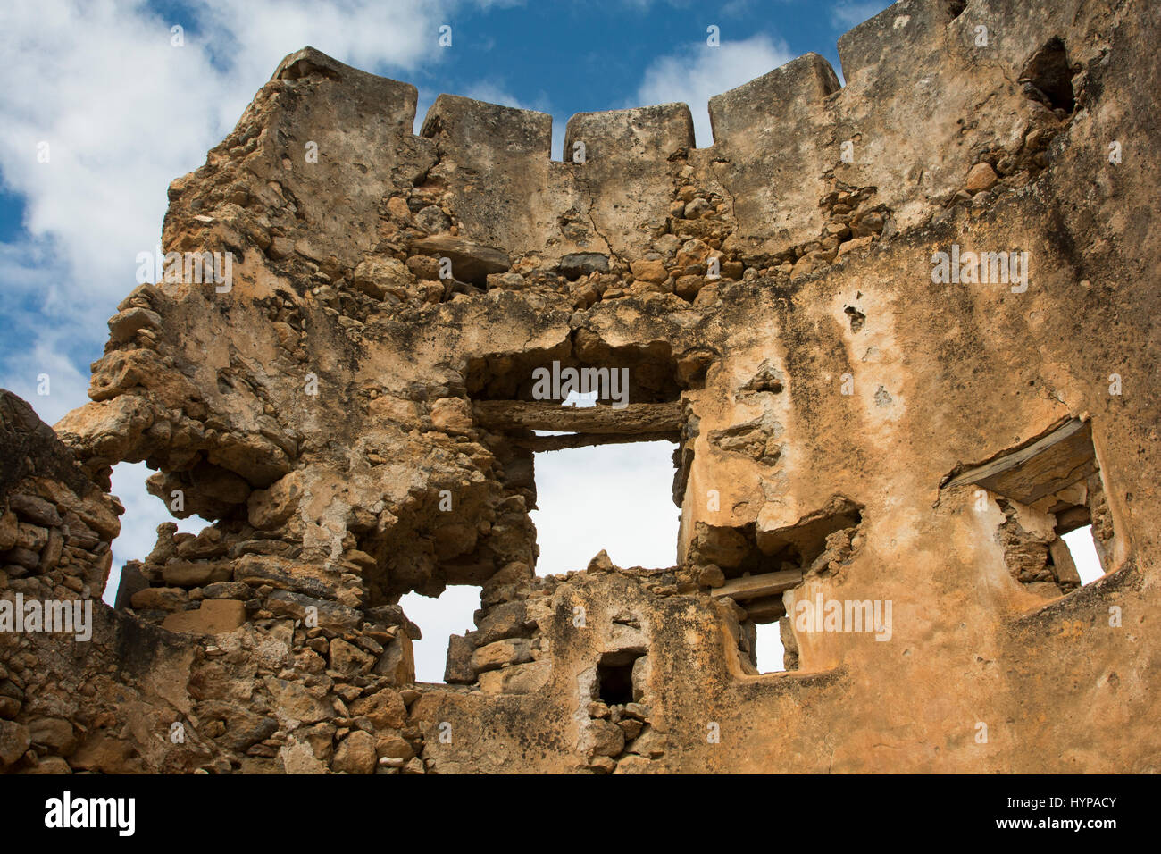 Ruins of a Ottoman fortress are situated high above the fishing village ...