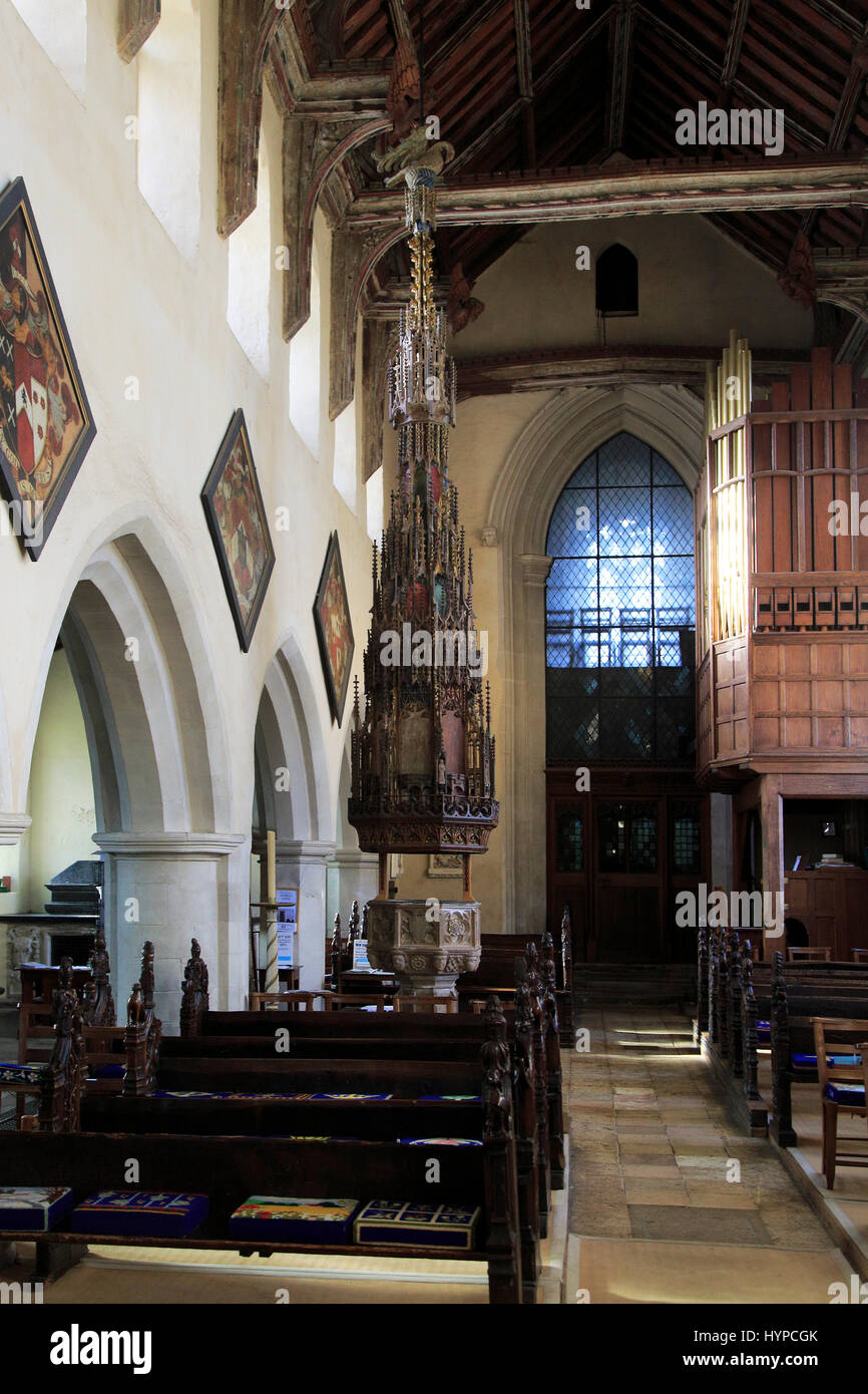 Ornately decorated large wooden baptismal font cover Ufford church ...