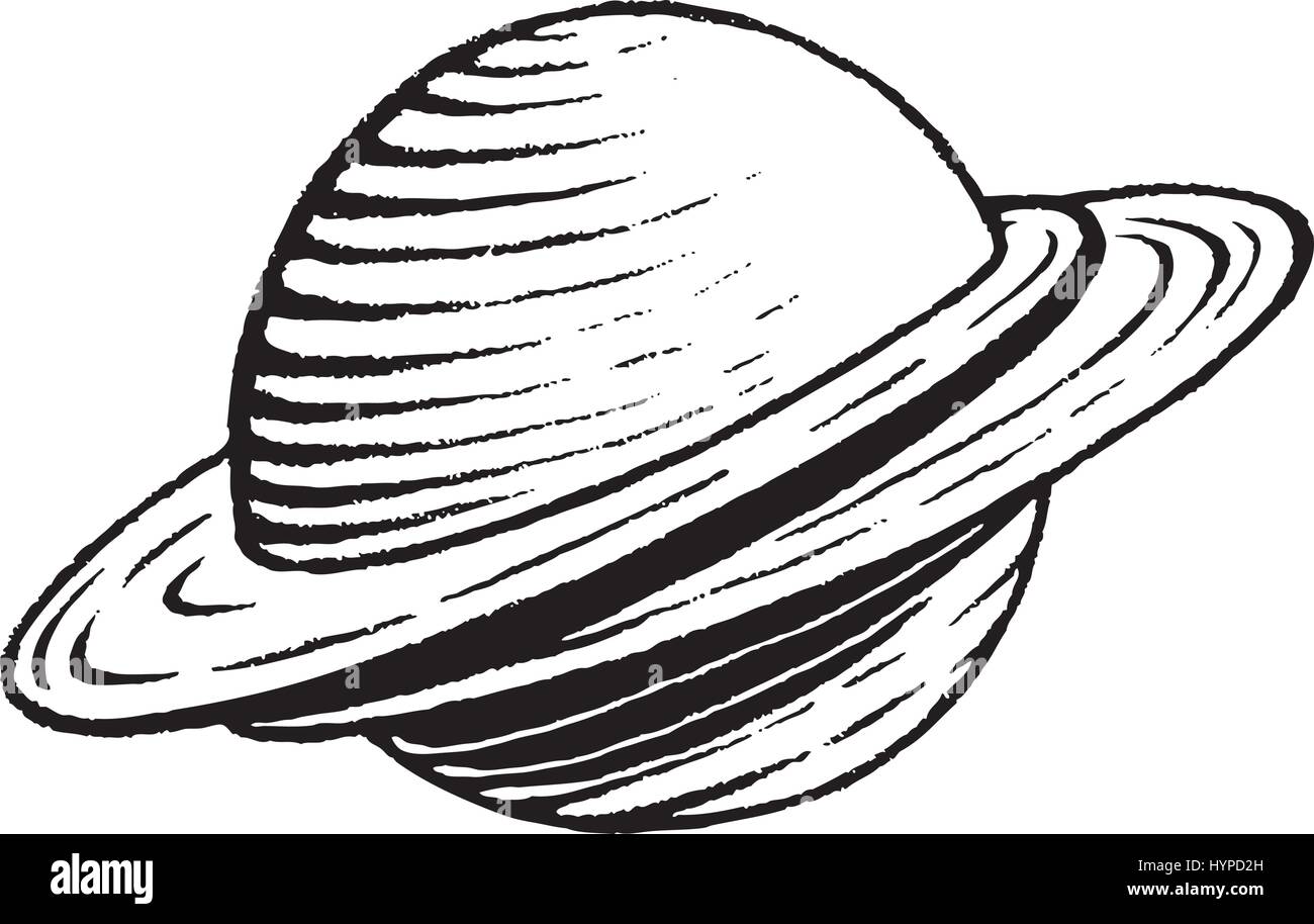 Vector Illustration of a Scratchboard Style Ink Drawing of a Saturn ...