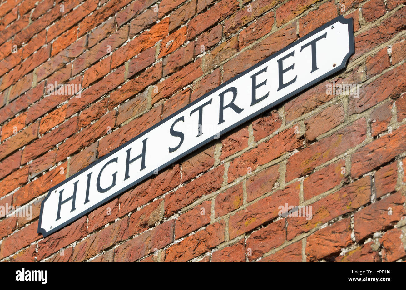 High Street sign on a brick wall in the UK Stock Photo - Alamy