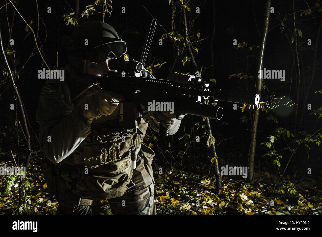Marsoc raider aiming weapons Stock Photo - Alamy