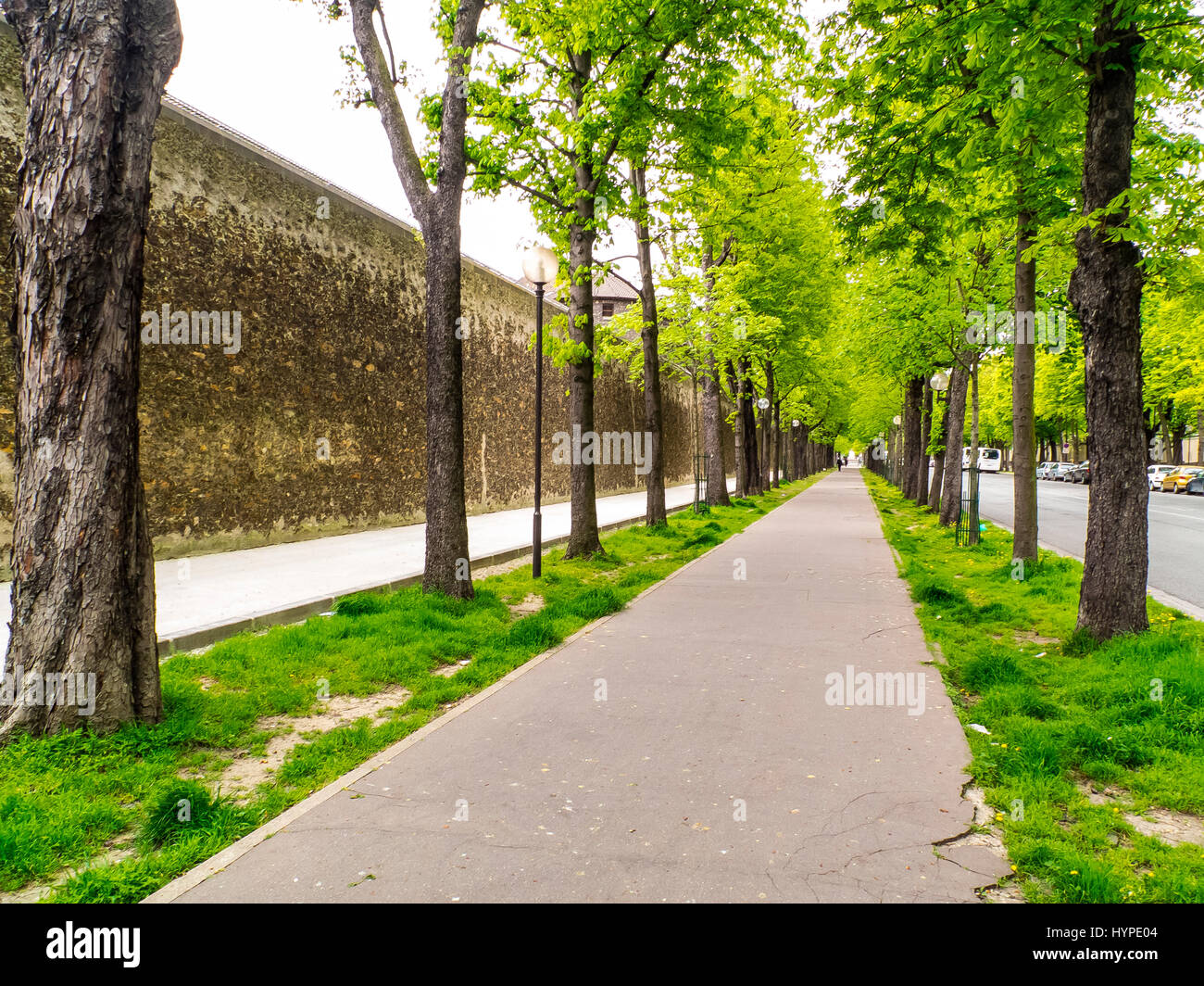 France, Paris, wall and side-alley along the wall of La Santé Prison ...
