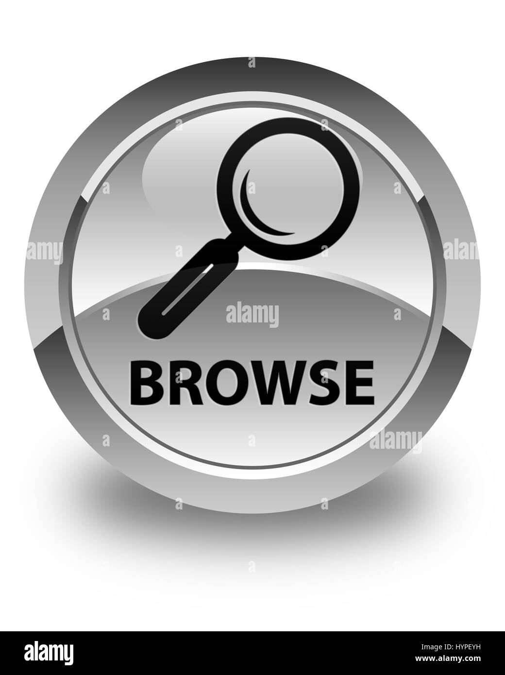 Browse isolated on glossy white round button abstract illustration ...
