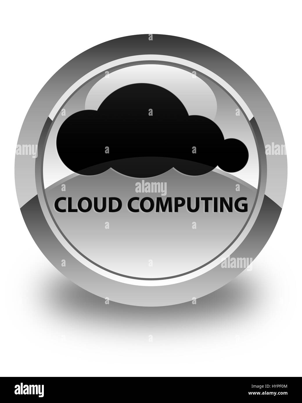 Cloud computing isolated on glossy white round button abstract ...