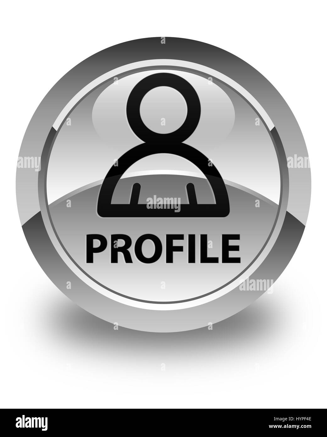 Profile (member icon) isolated on glossy white round button abstract ...