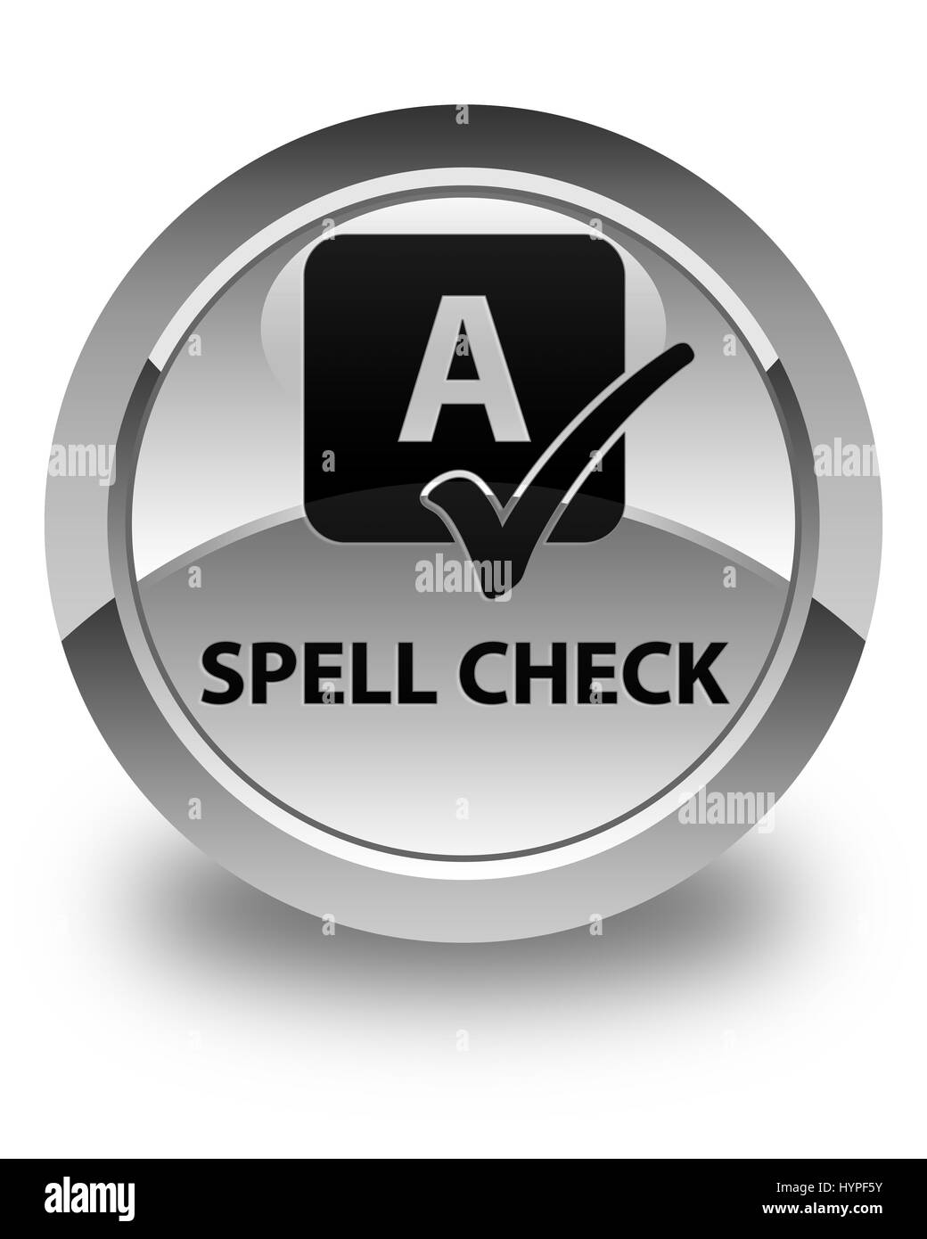 Spell check isolated on glossy white round button abstract illustration ...