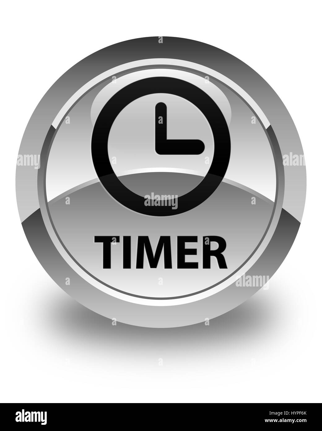Timer isolated on glossy white round button abstract illustration Stock ...