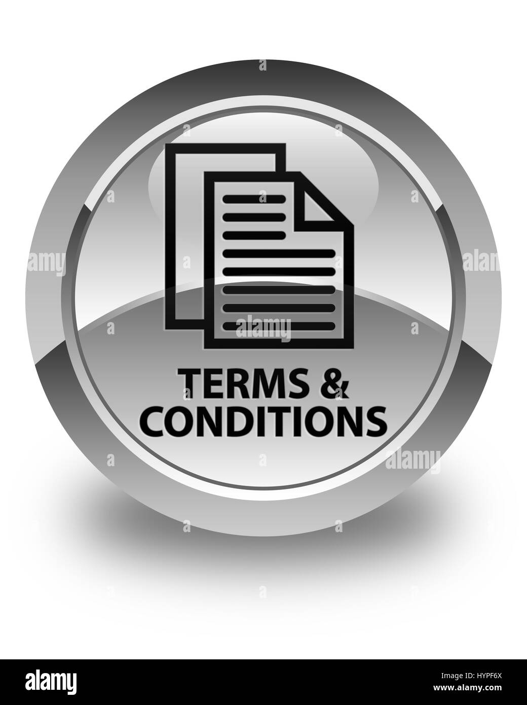 Terms and conditions (pages icon) isolated on glossy white round button ...