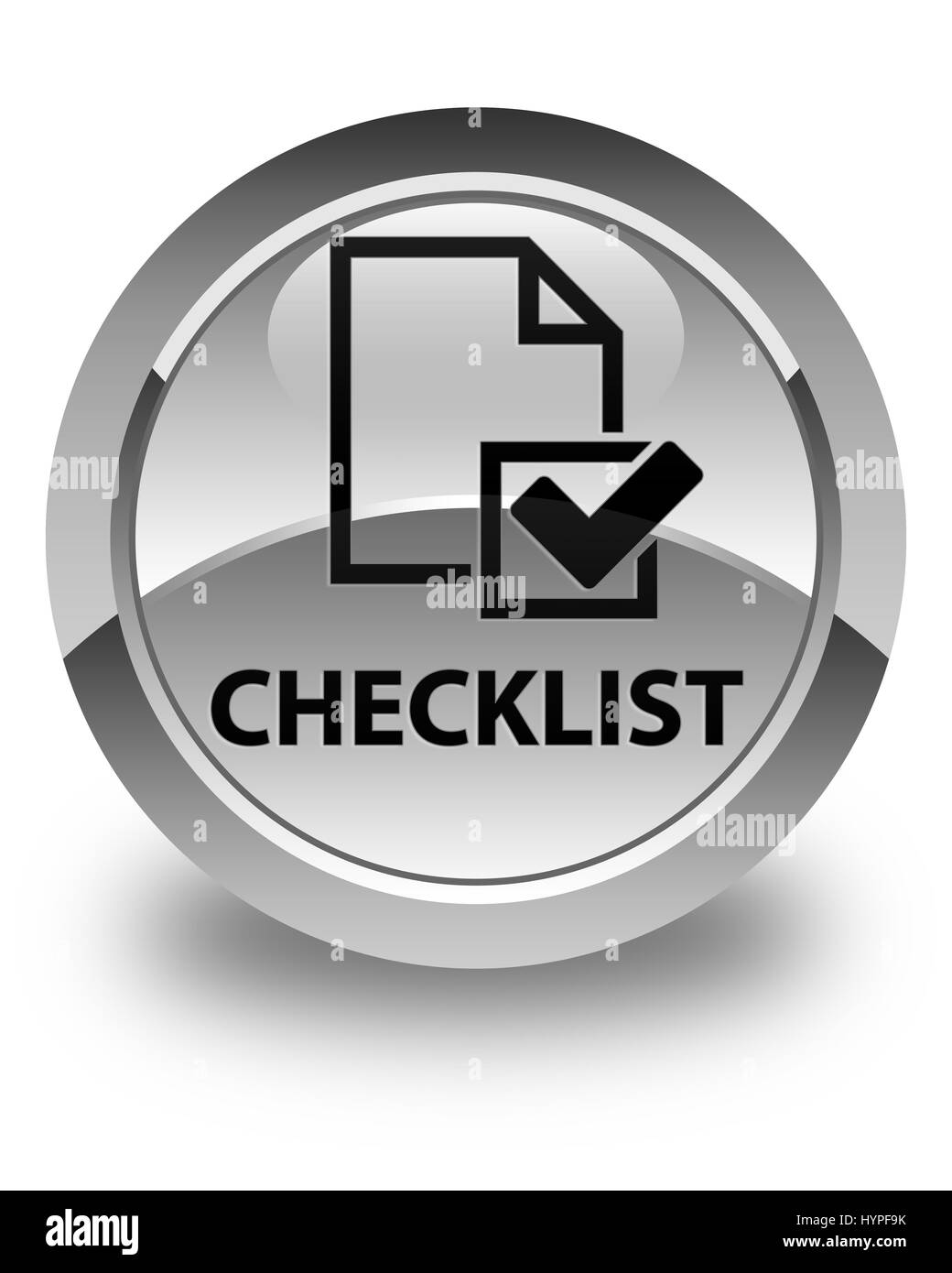 Checklist isolated on glossy white round button abstract illustration ...