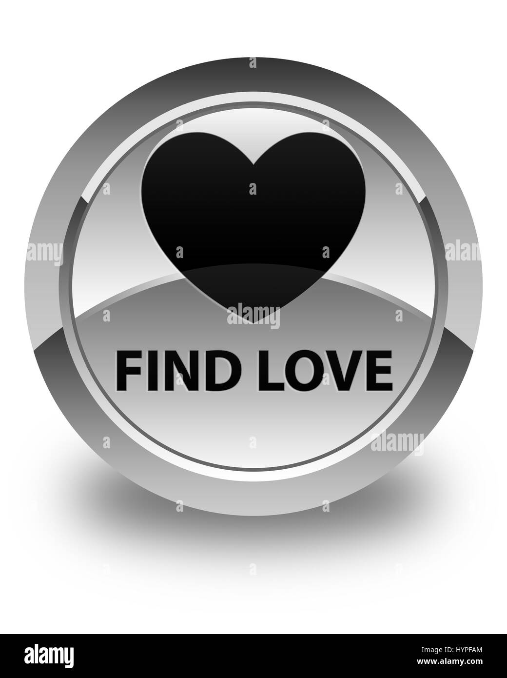 Find love isolated on glossy white round button abstract illustration ...