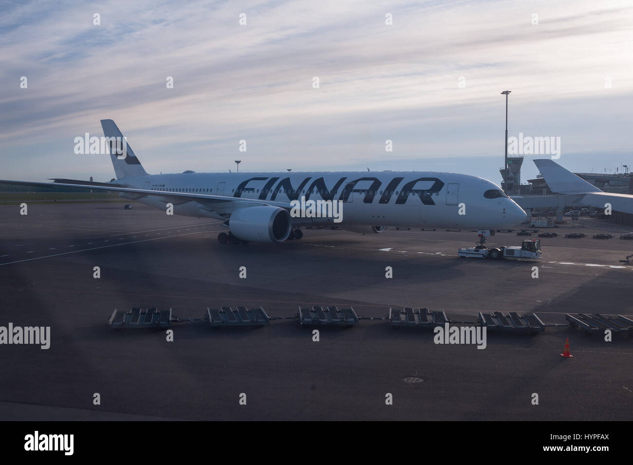 Finland, Helsinki, May 21, 2016 - A Finnair passenger plane at Helsinki ...