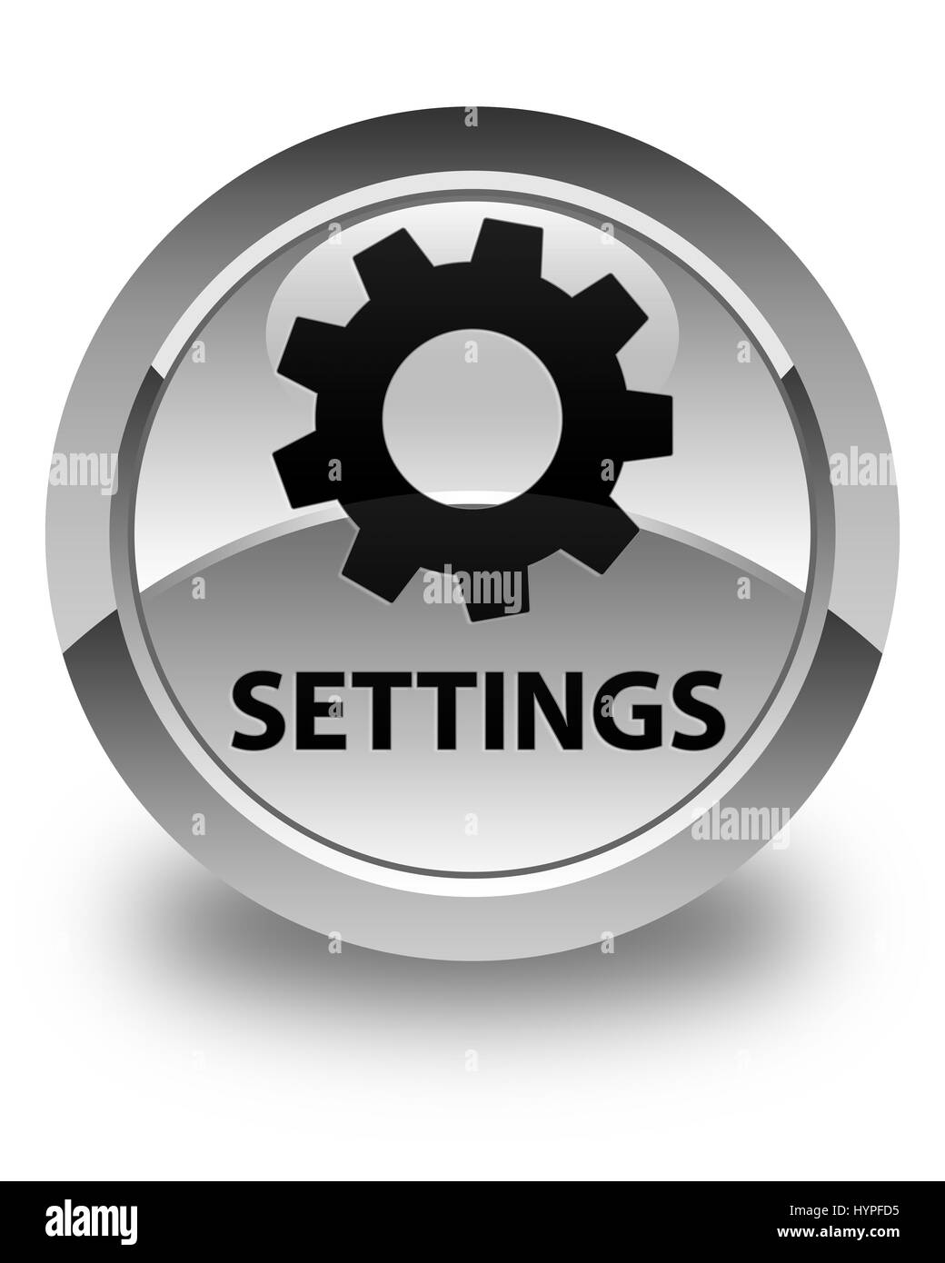Settings isolated on glossy white round button abstract illustration ...