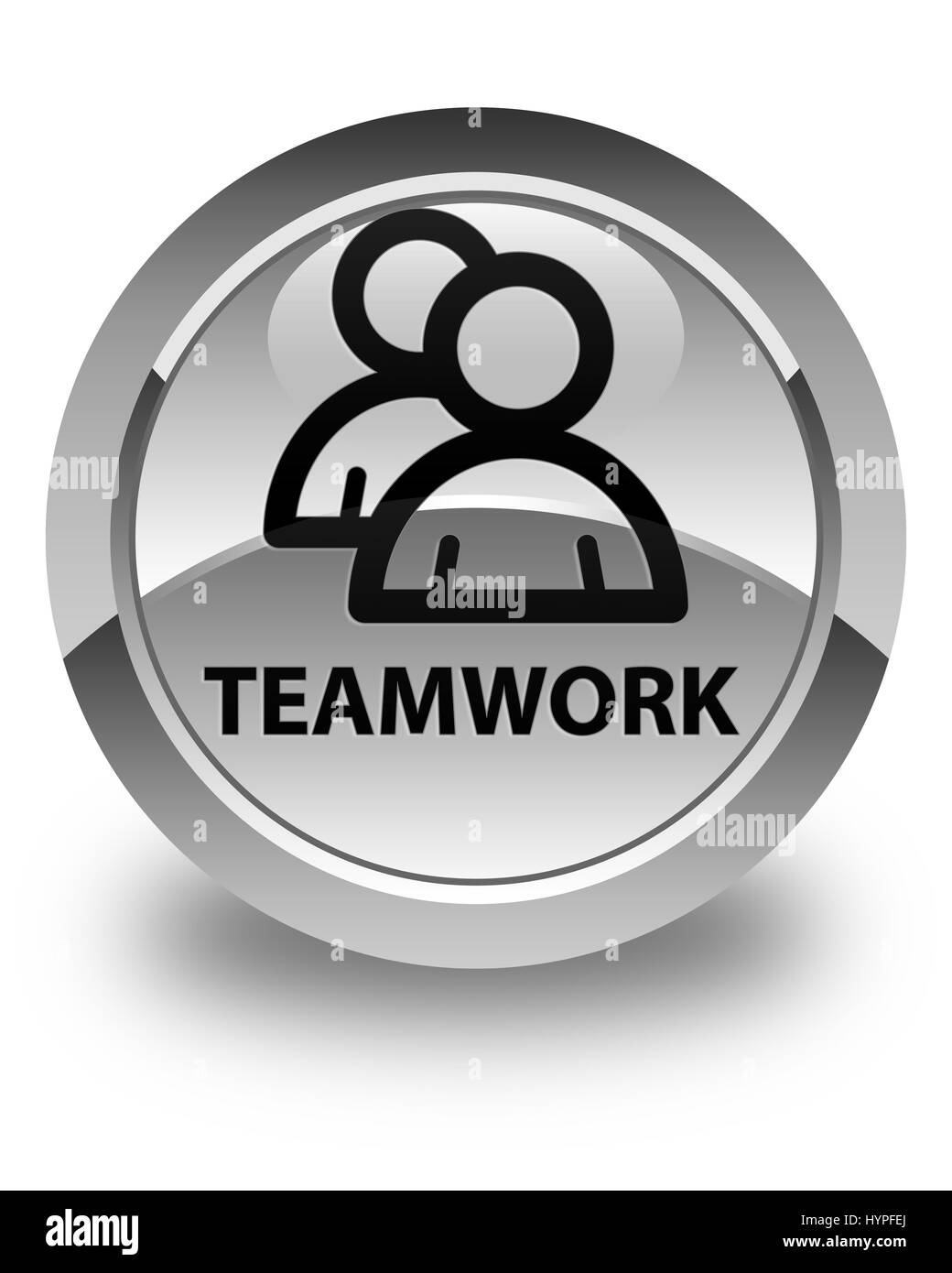 Teamwork (group icon) isolated on glossy white round button abstract ...