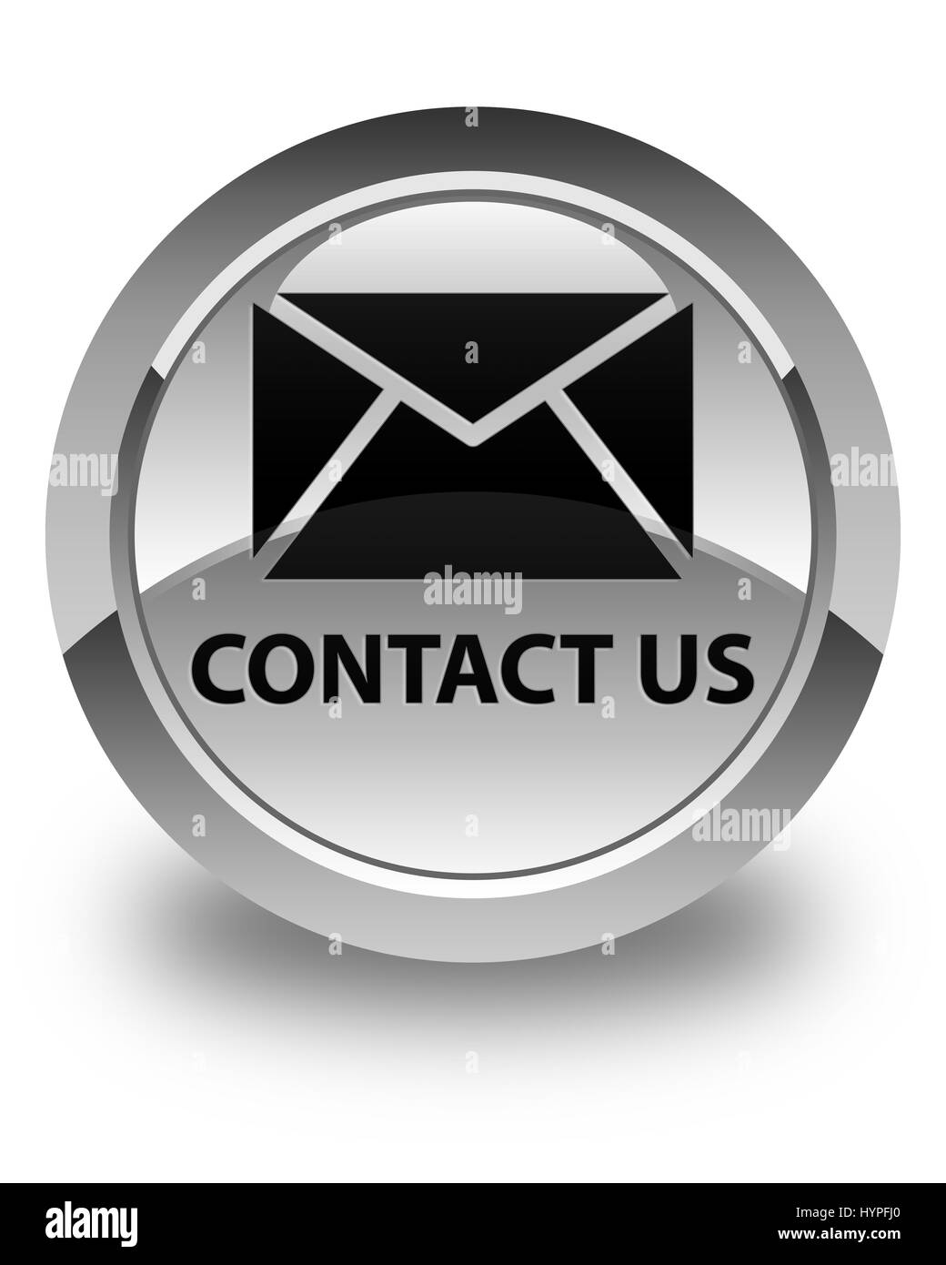 Contact us (email icon) isolated on glossy white round button abstract ...