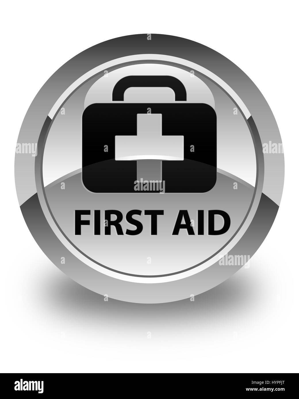 First aid isolated on glossy white round button abstract illustration ...