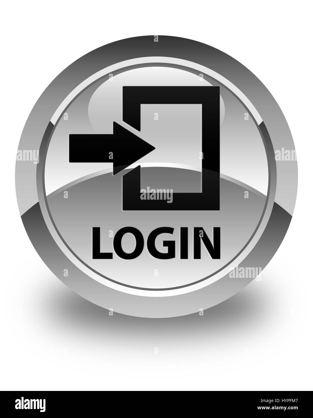 Login isolated on glossy white round button abstract illustration Stock ...