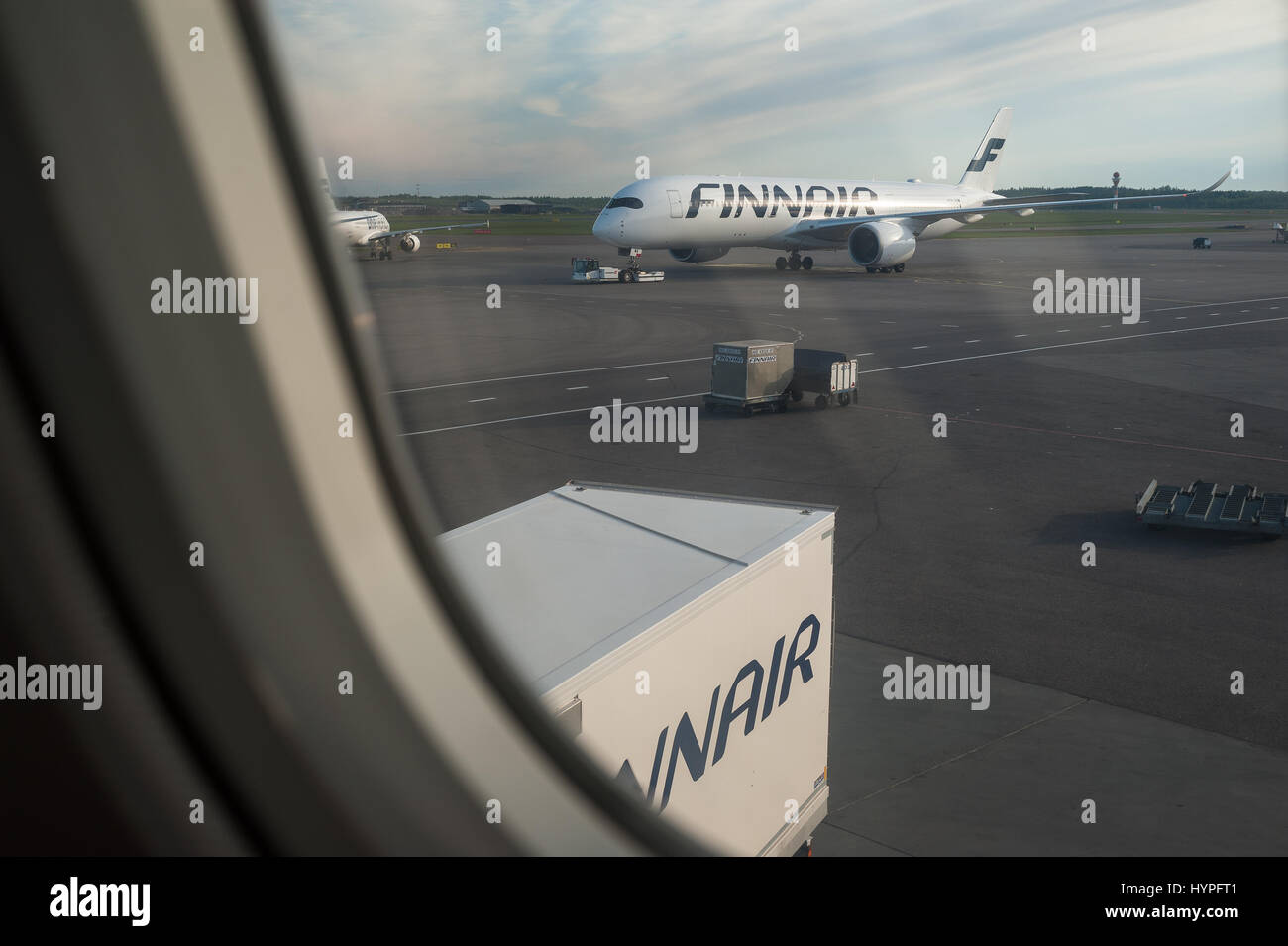 Finland, Helsinki, May 21, 2016 - A Finnair passenger plane at Helsinki ...