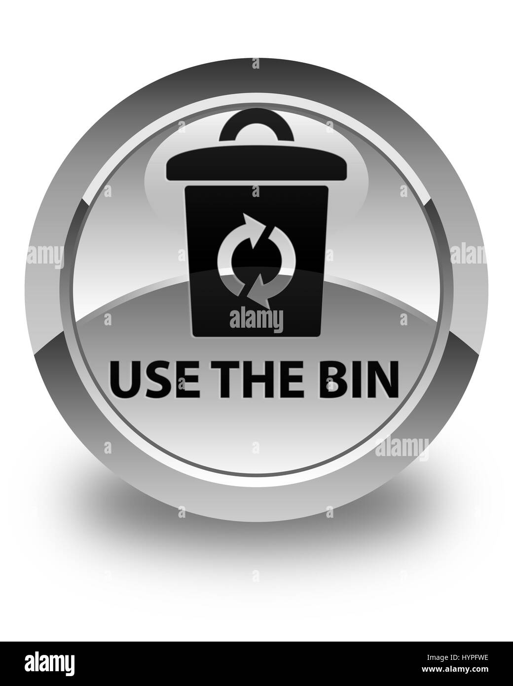 Use the bin isolated on glossy white round button abstract illustration ...