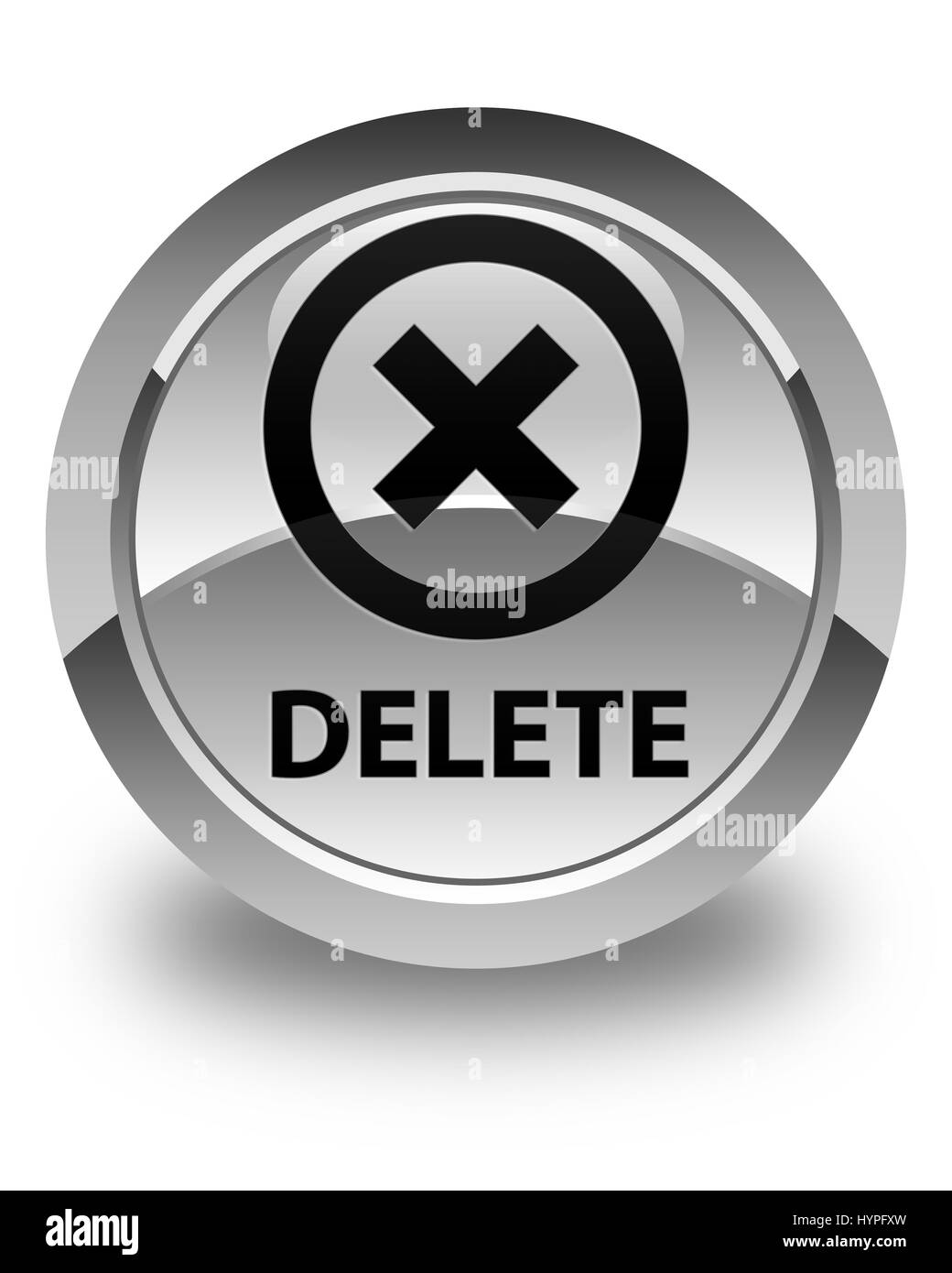 Delete isolated on glossy white round button abstract illustration ...