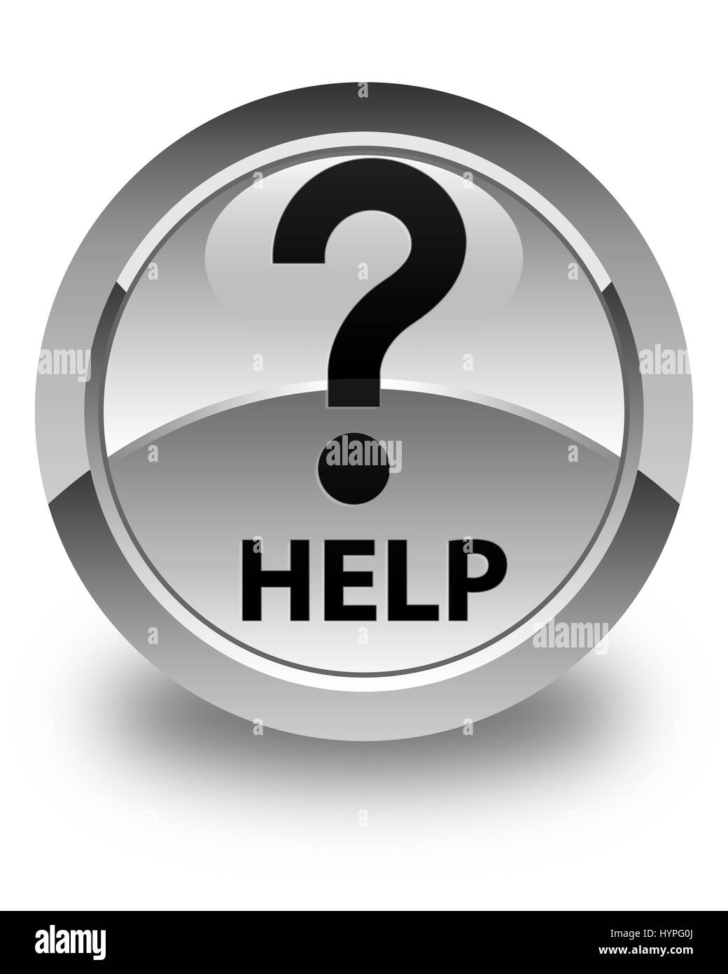 Help (question icon) isolated on glossy white round button abstract ...