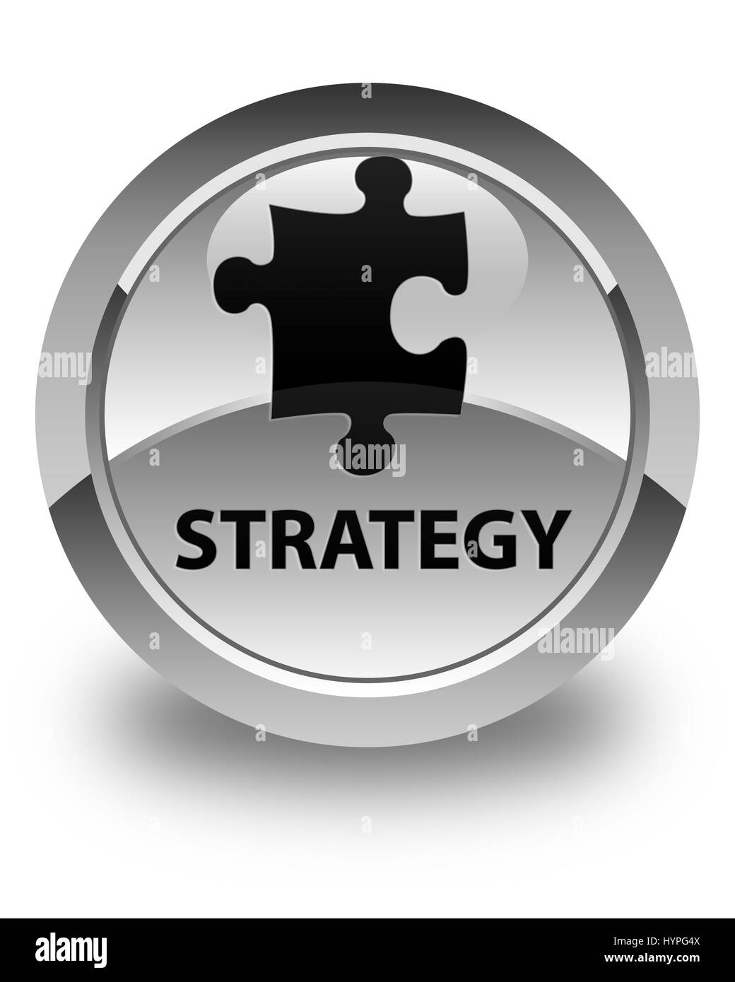 Strategy (puzzle icon) isolated on glossy white round button abstract ...