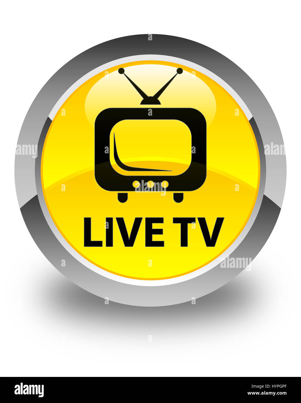 Live tv isolated on glossy yellow round button abstract illustration ...