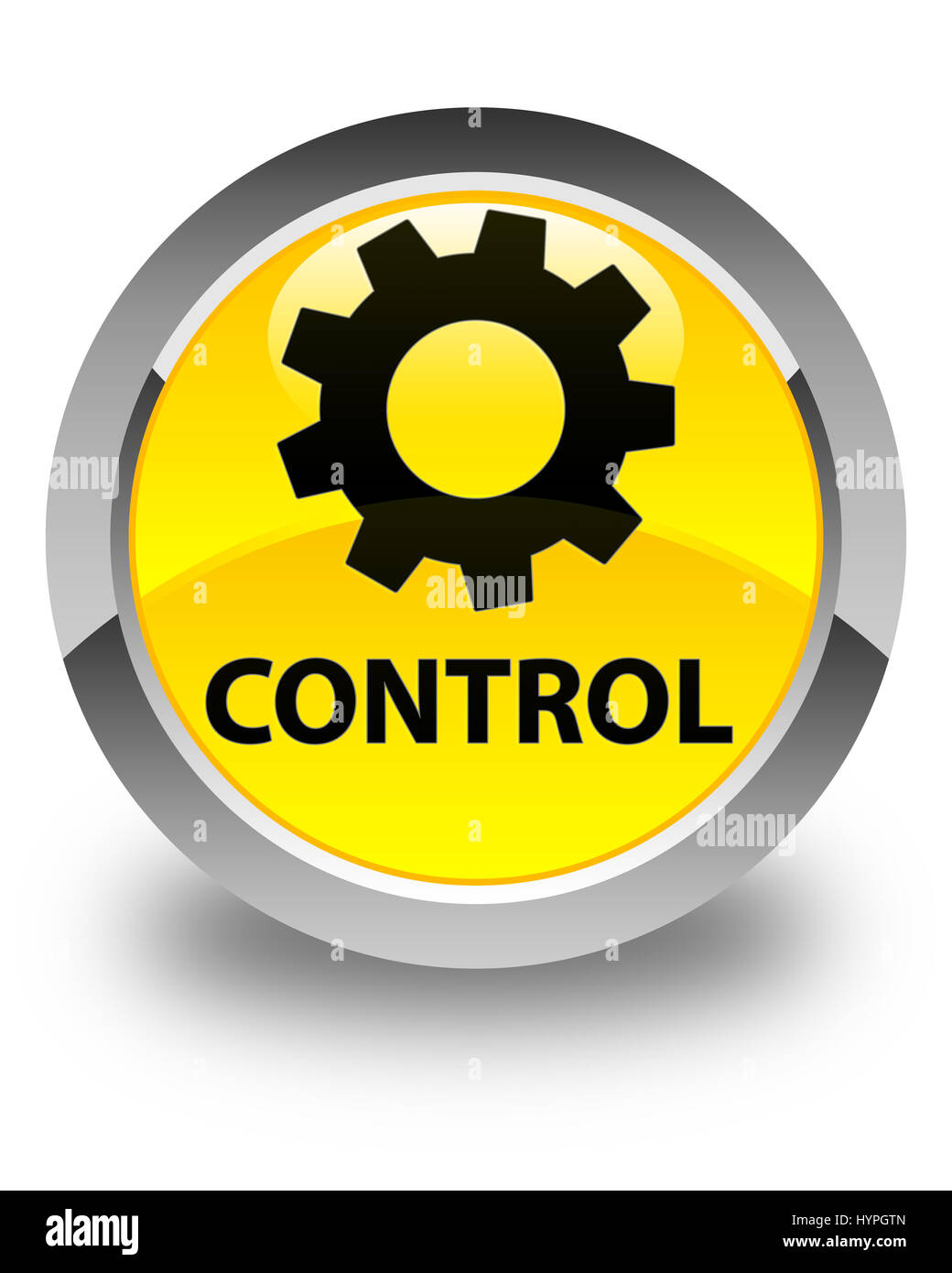 Control (settings icon) isolated on glossy yellow round button abstract ...