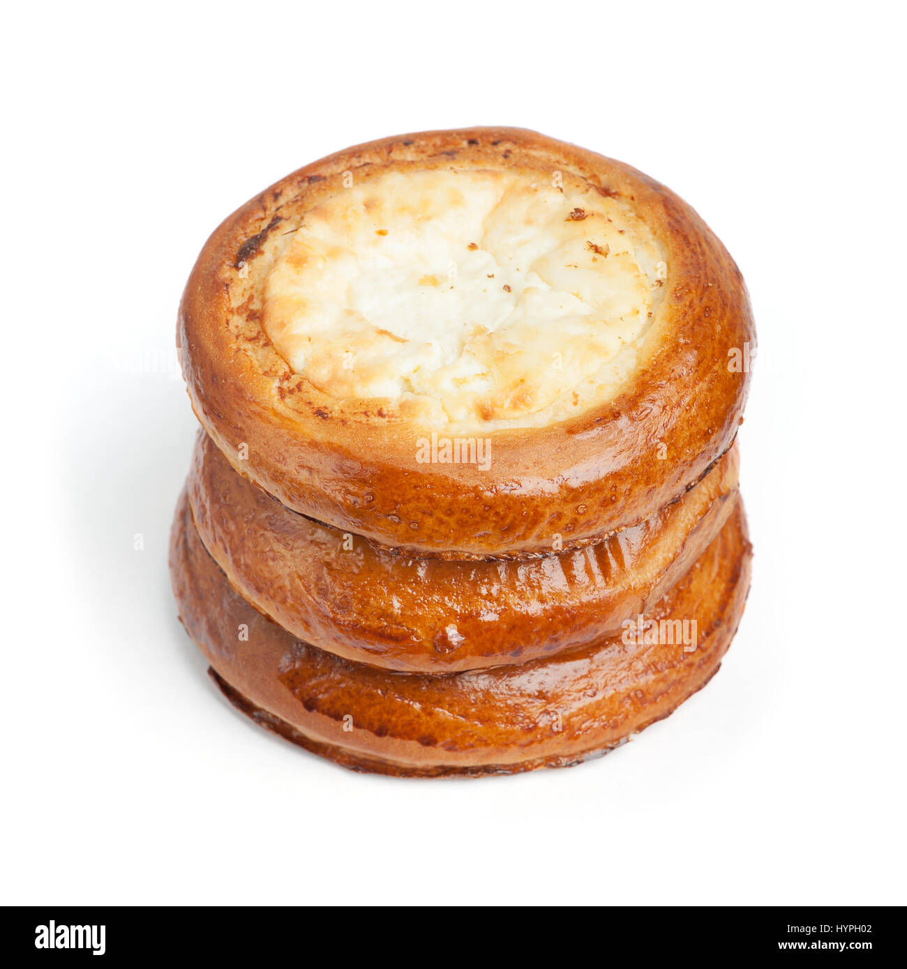 Traditional russian baking: round buns with cottage cheese (vatrushka ...