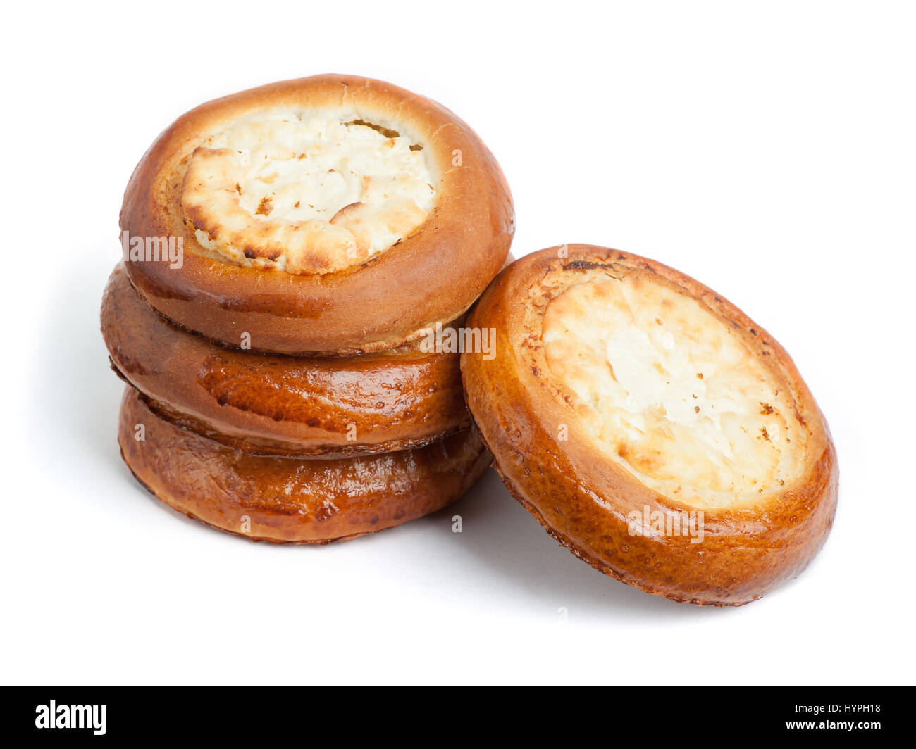 Traditional russian baking: round buns with cottage cheese (vatrushka ...