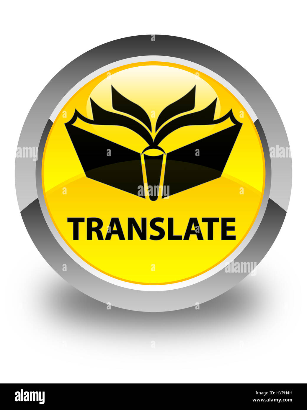 Translate isolated on glossy yellow round button abstract illustration ...