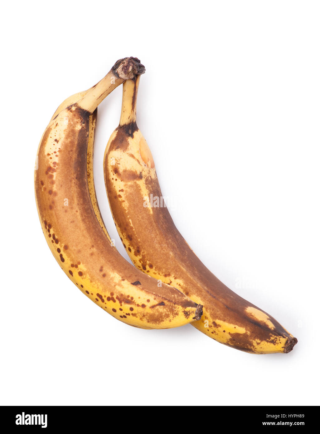 Branch of overripe bananas isolated on white background Stock Photo - Alamy