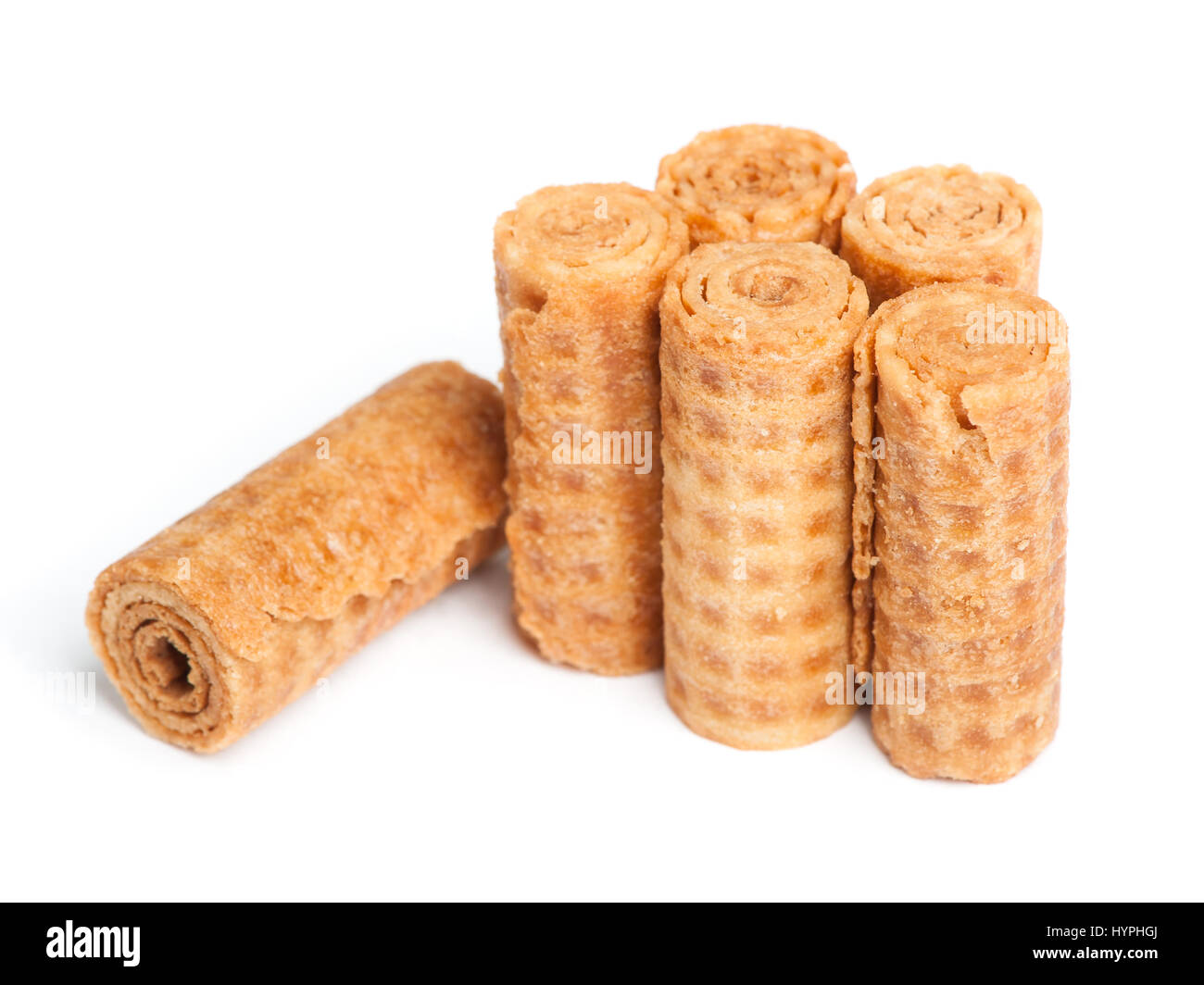 Sweet tube wafer isolated on white background Stock Photo - Alamy