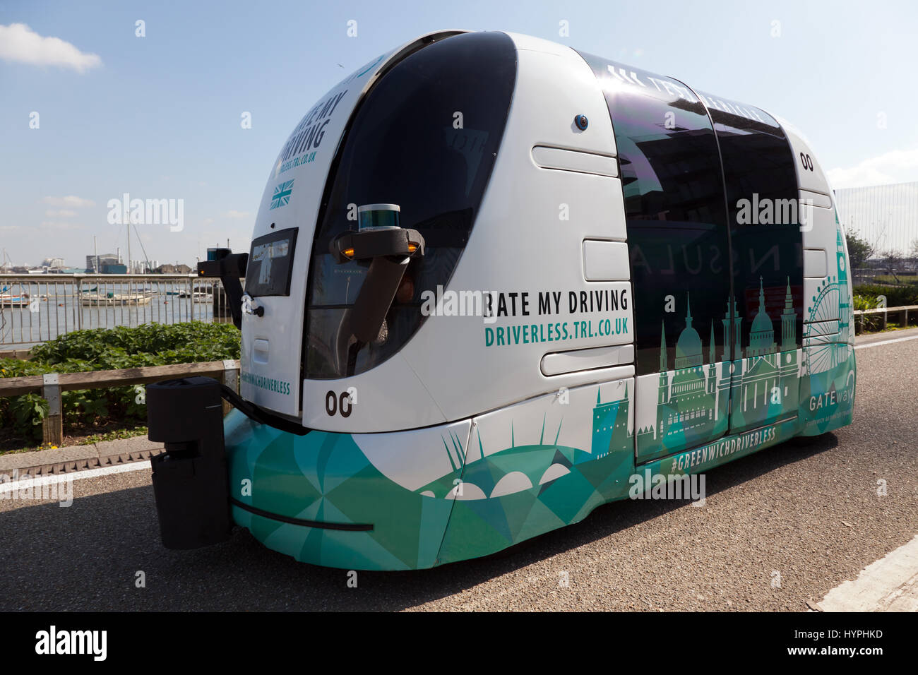 A Driverless shuttle in North Greenwich being trialled by the GATEway ...