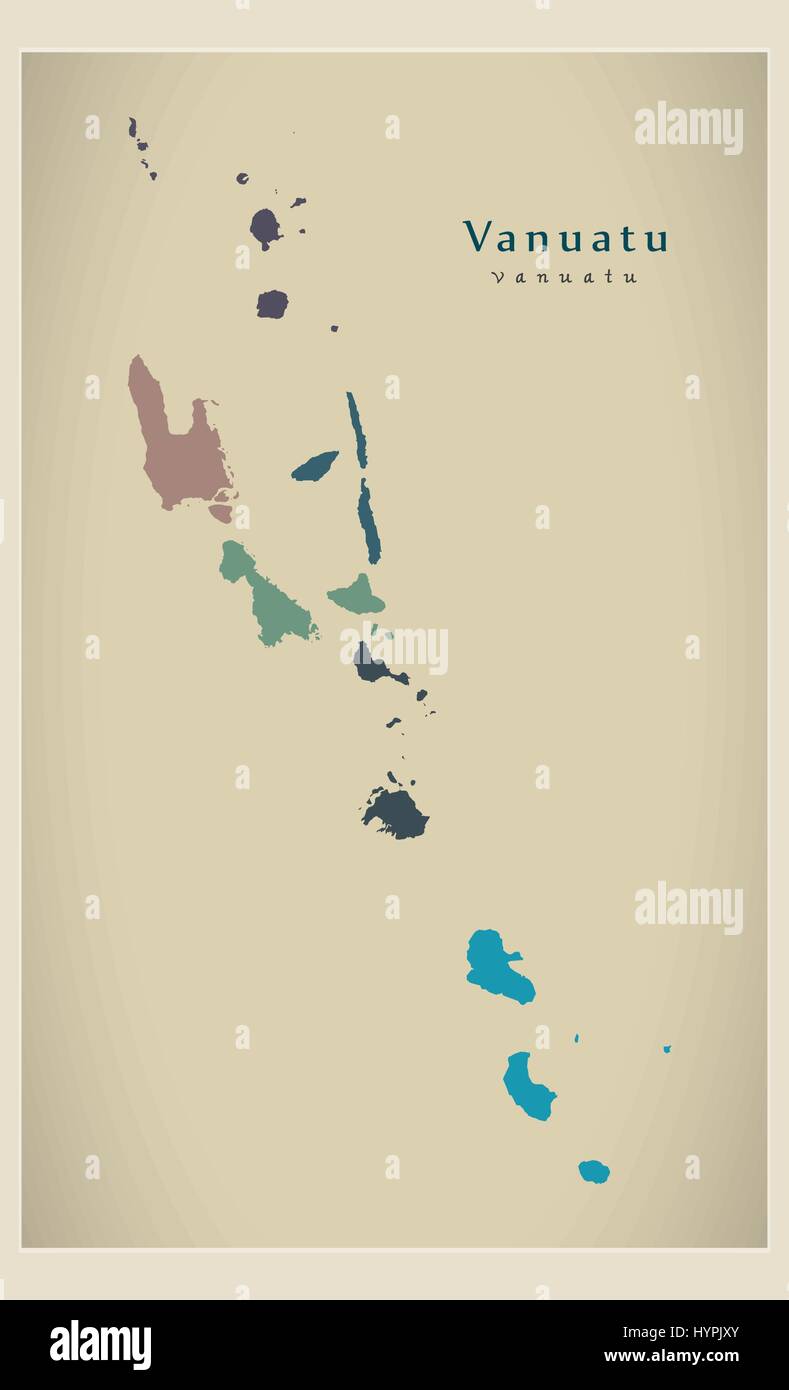 Modern Map - Vanuatu with provinces colored VU Stock Vector Image & Art ...