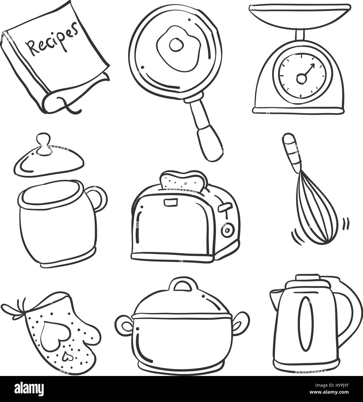 Illustration kitchen set of doodles Stock Vector Image & Art - Alamy
