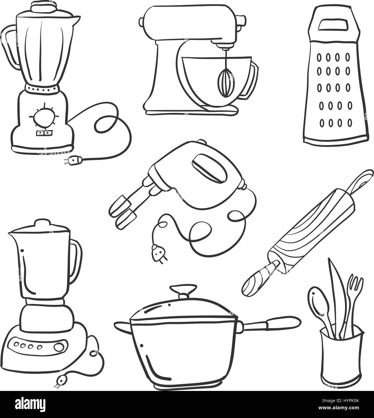 Doodle kitchen set vector art Stock Vector Image & Art - Alamy