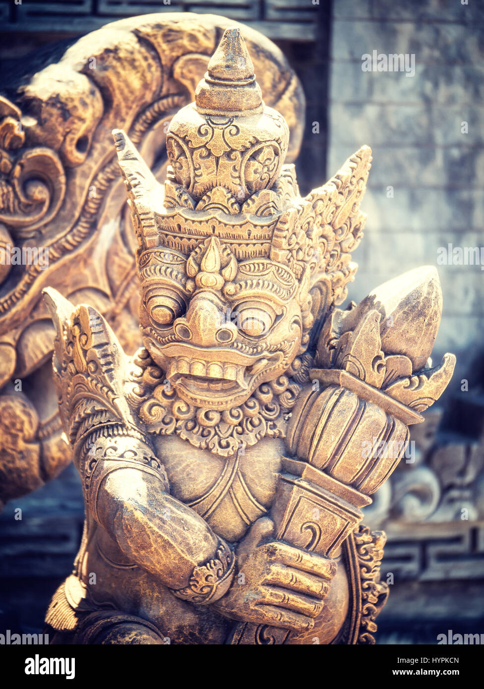 Stone sculpture on entrance door of Pura Padmasana Puja Mandala temple ...