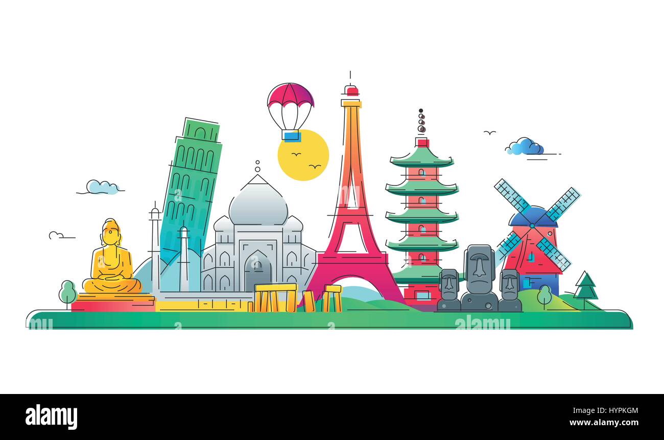 Countries - vector line travel illustration Stock Vector Image & Art ...