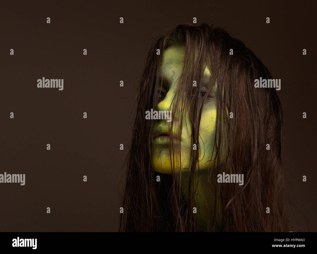 Close up portrait of a demon zombie girl Stock Photo - Alamy
