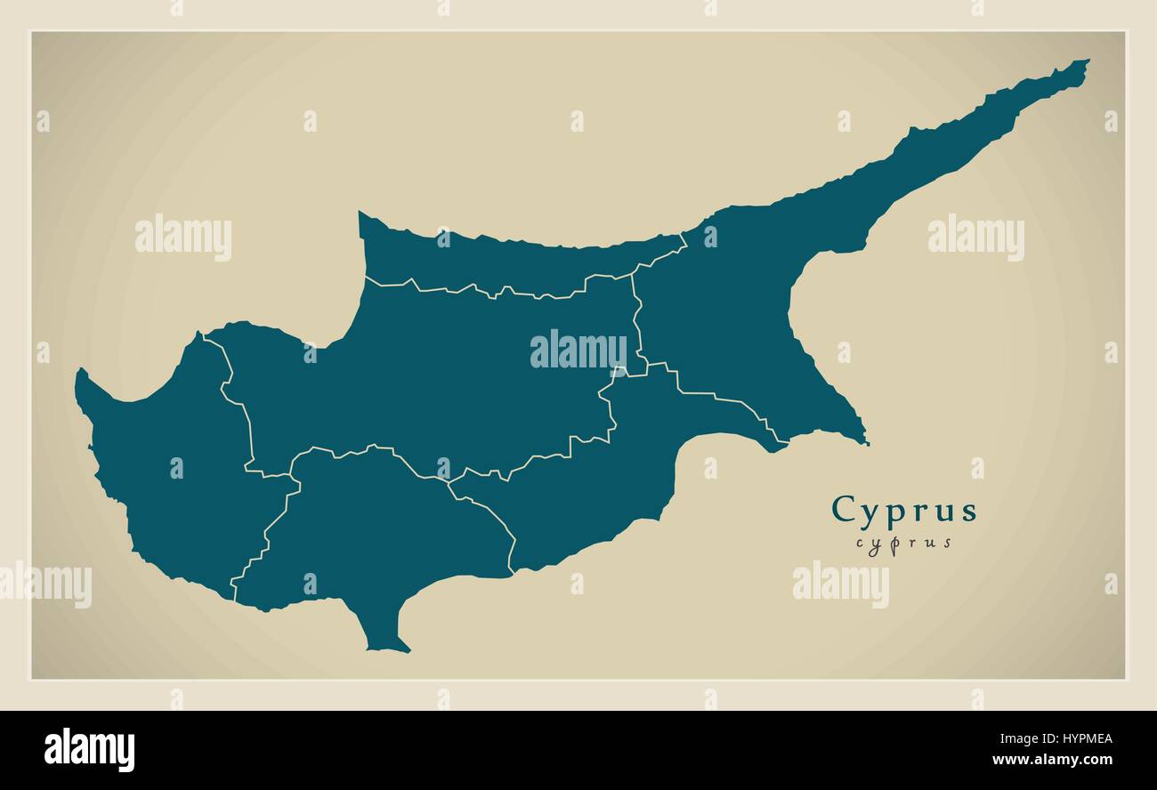 Modern Map - Cyprus with regions CY refreshed design Stock Vector Image ...