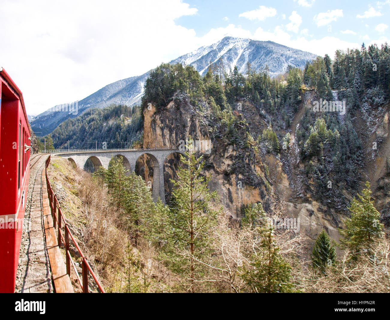 Filisur, Switzerland - April 27, 2016: The Landwasser Viaduct is a ...