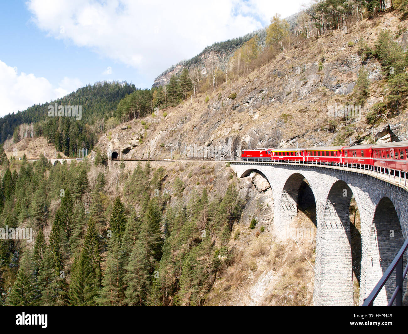 Filisur, Switzerland - April 27, 2016: The Landwasser Viaduct is a ...