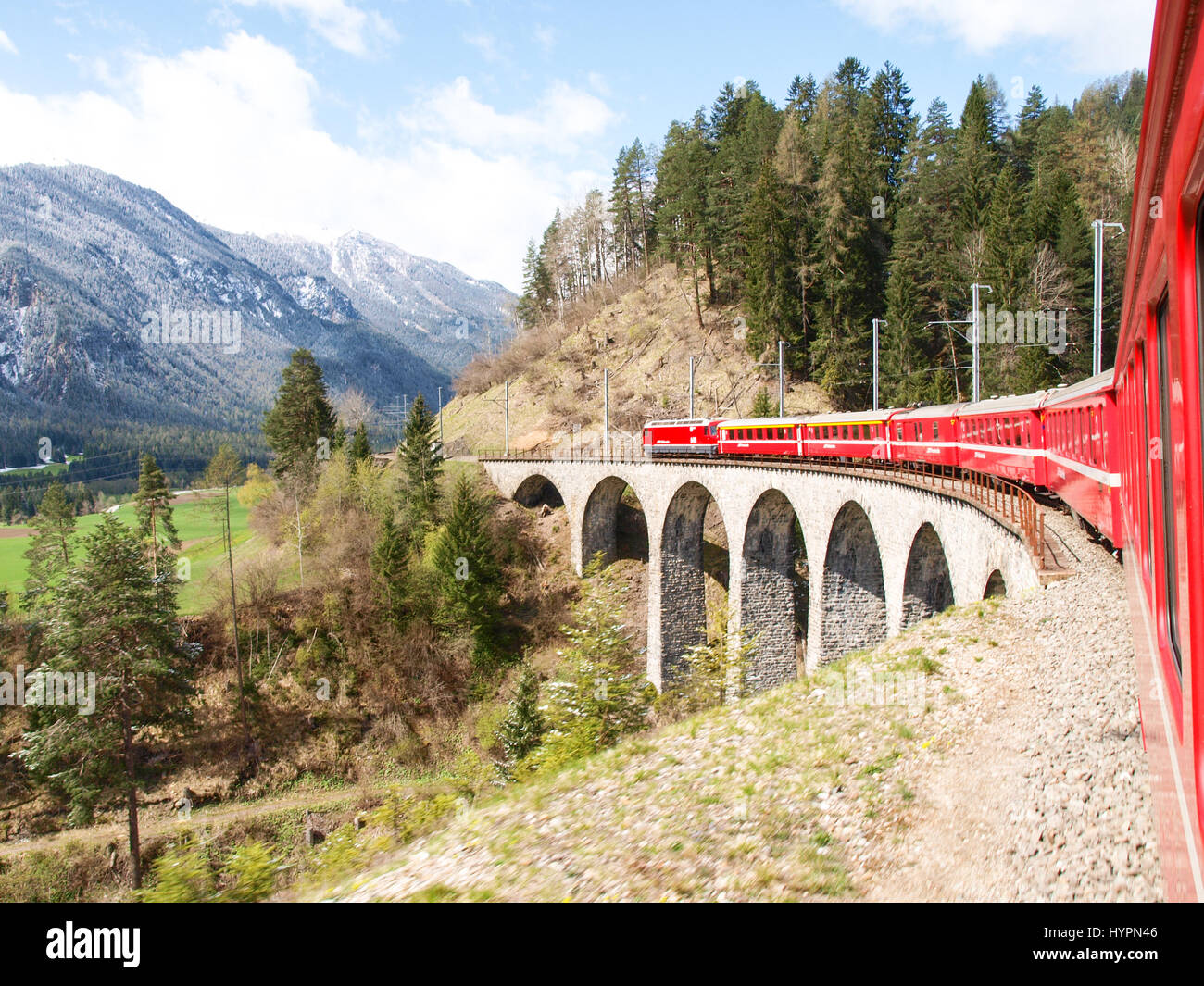 Filisur, Switzerland - April 27, 2016: The Landwasser Viaduct is a ...